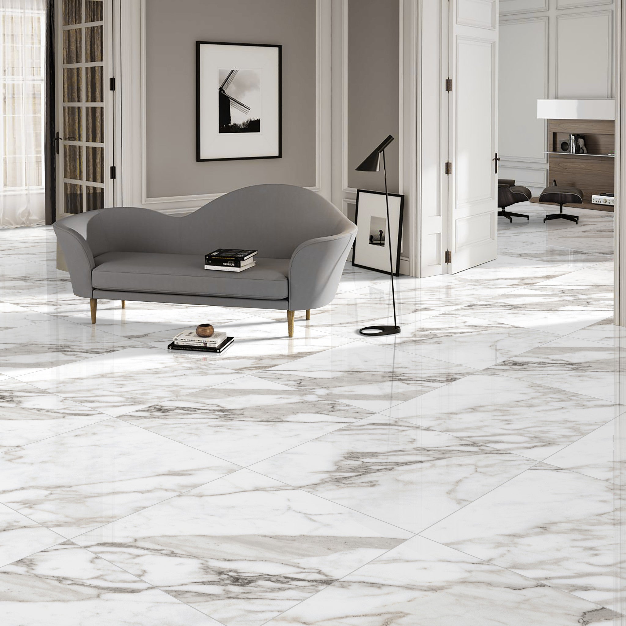 New Calcutta Marble Tiles Calcutta Royal White Marble Effect Gloss