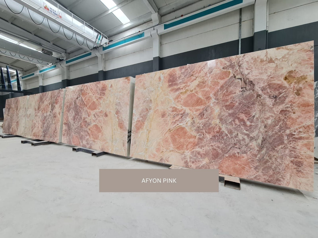 Opium Pink Marble Slabs for worktops, bathroom vanity units & more.