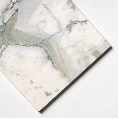 Calacatta Verde Marble Tiles for floor and walls.